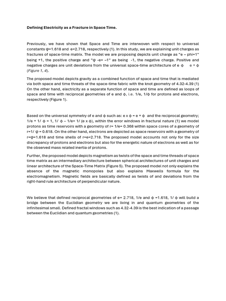 Electricity as a Fracture of Space Time Matrix | PDF | Magnetic Field ...