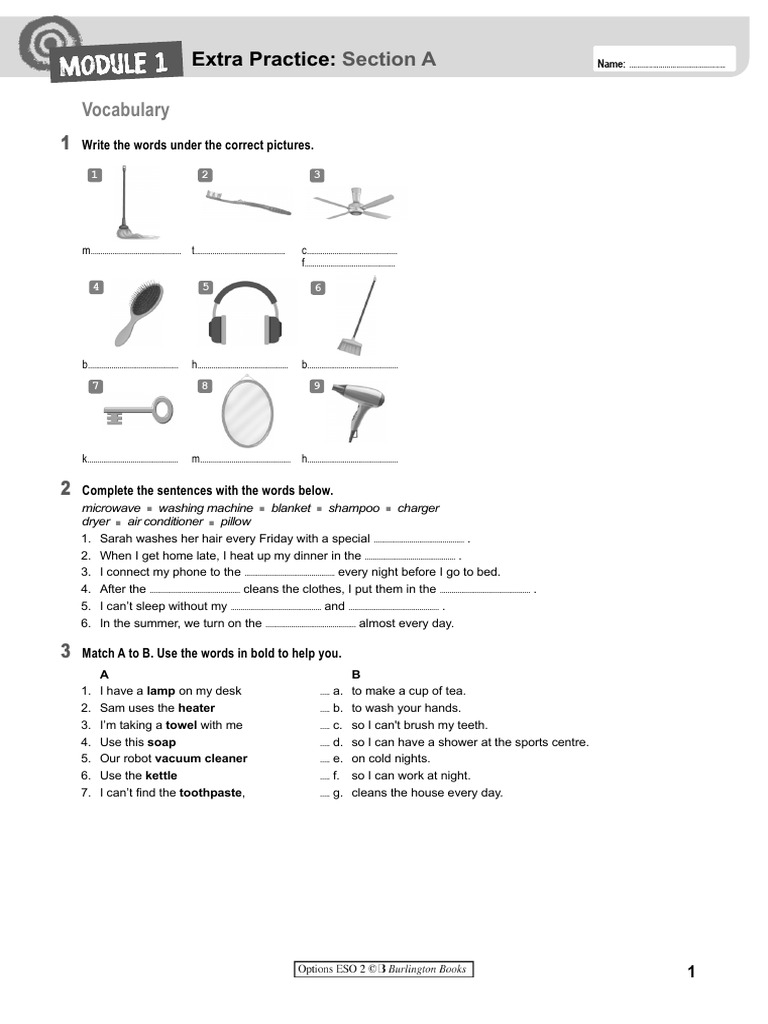 01Options2_M1_ExtraPractice_SectionA | PDF
