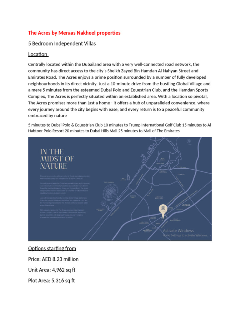 The Acres by Meraas Nakheel Properties | PDF