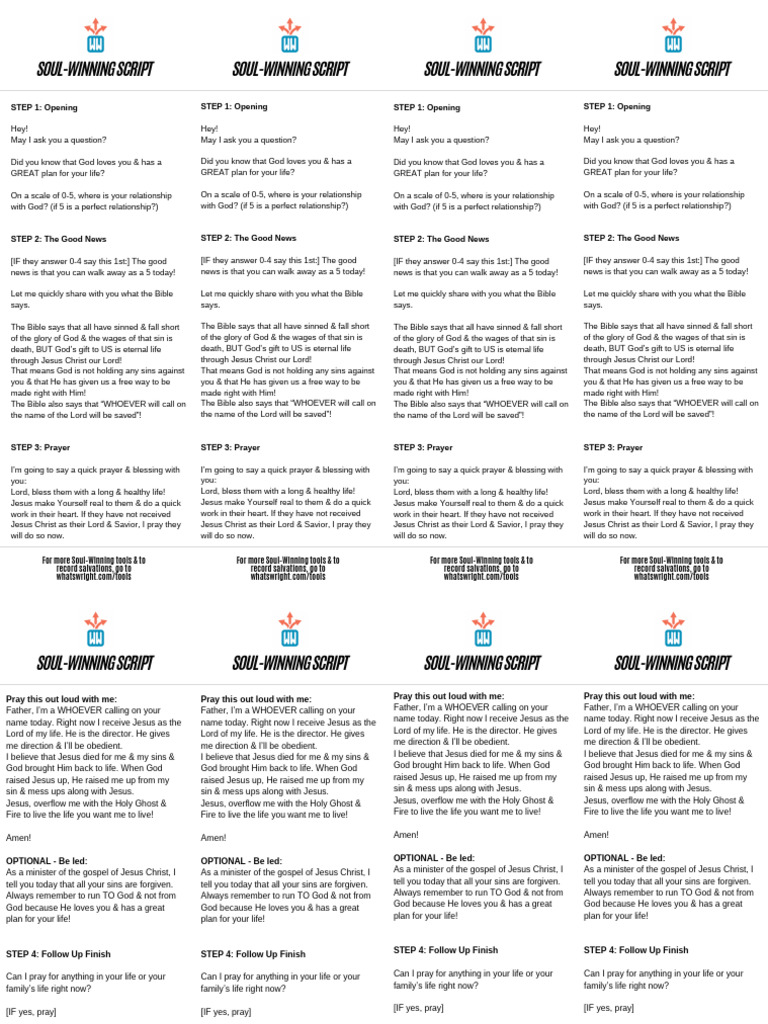 WW - Soul Winning Script 11 X 85 in - 241003 - 082522 | PDF | Eternal ...