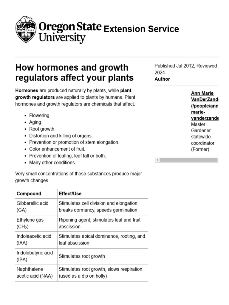 How Hormones and Growth Regulators Affect Your Plants | PDF | Plant ...