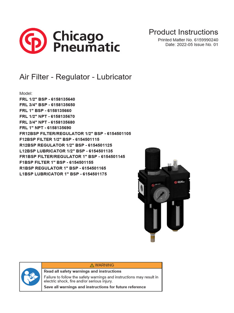 air regulator manual 1 | PDF | Valve | Lubricant