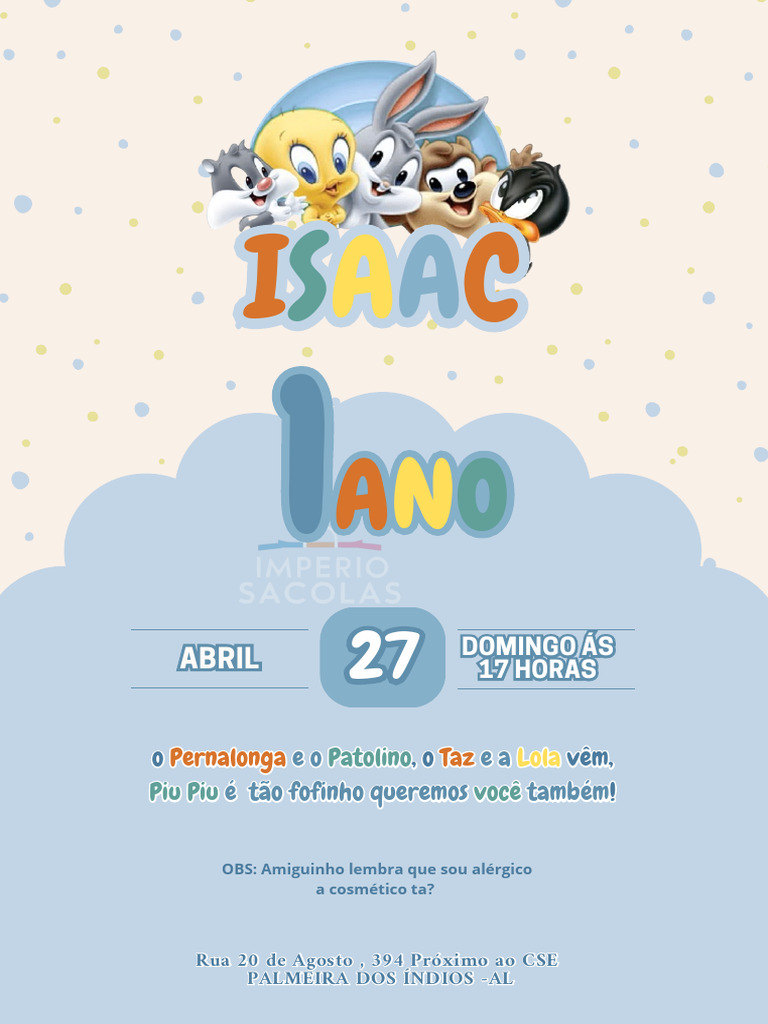 Convite aniversario ISAAC.pdf | PDF