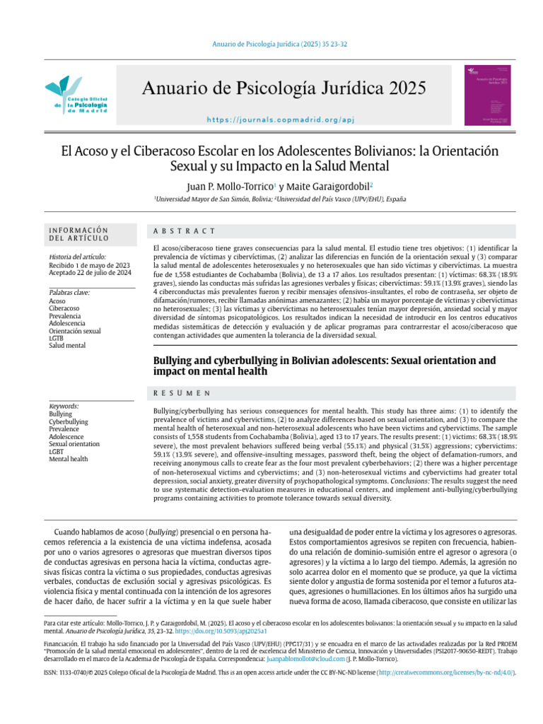 1133 0740 Apj 35 0023 | PDF | Acoso cibernético | Desorden de ansiedad ...
