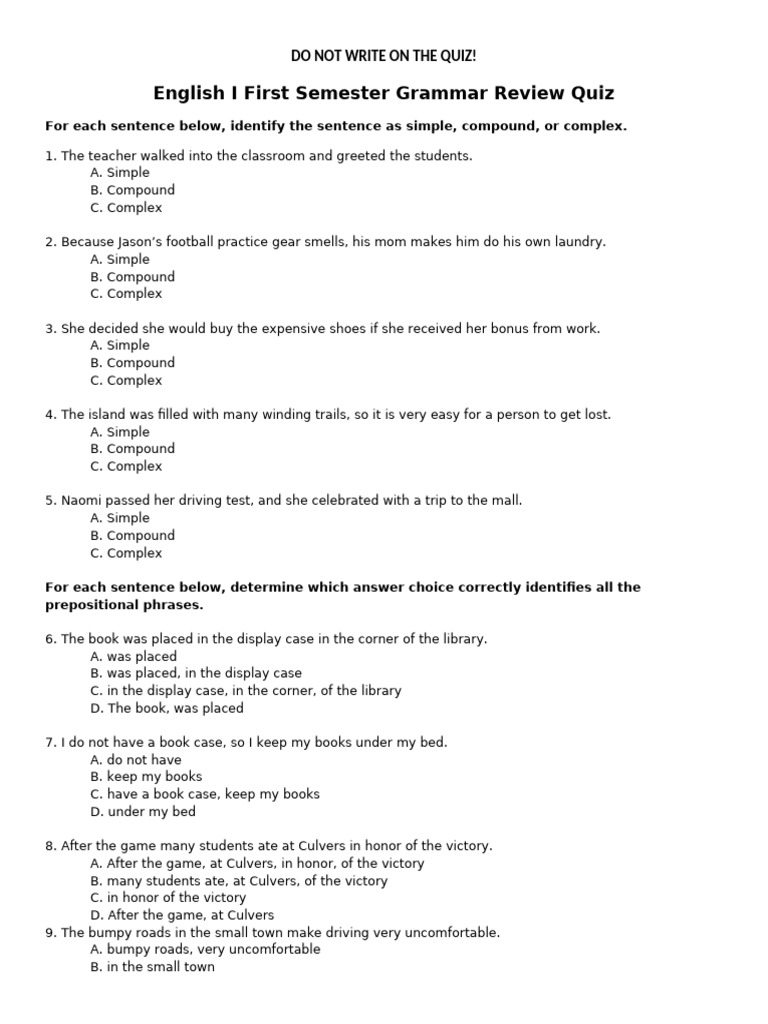 1st Semester Review Quiz | PDF | Linguistics | Language Mechanics