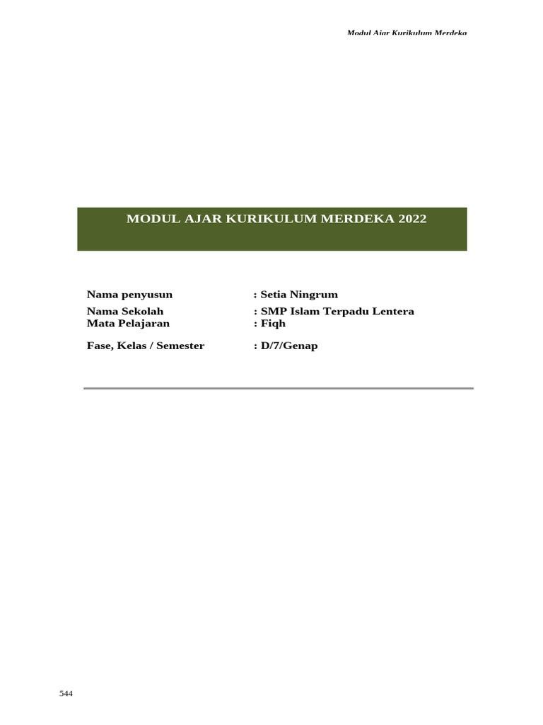 Template Modul Ajar | PDF