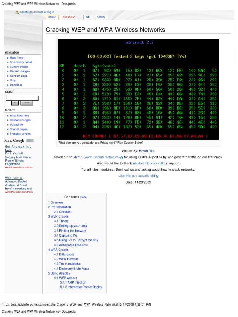 Cracking Wep And Wpa Wireless Networks Docupedia Password