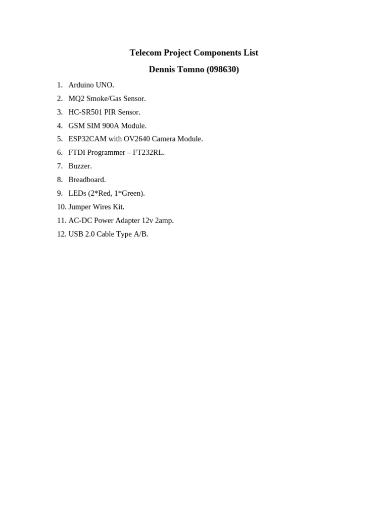 Components List | PDF