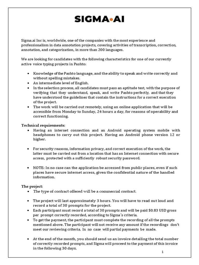 Pashto Voice Typing Project - Freelancers | PDF