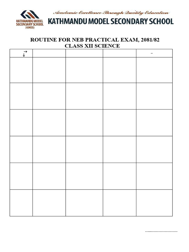 Class 12 Practical Exam Routine 2081 | PDF