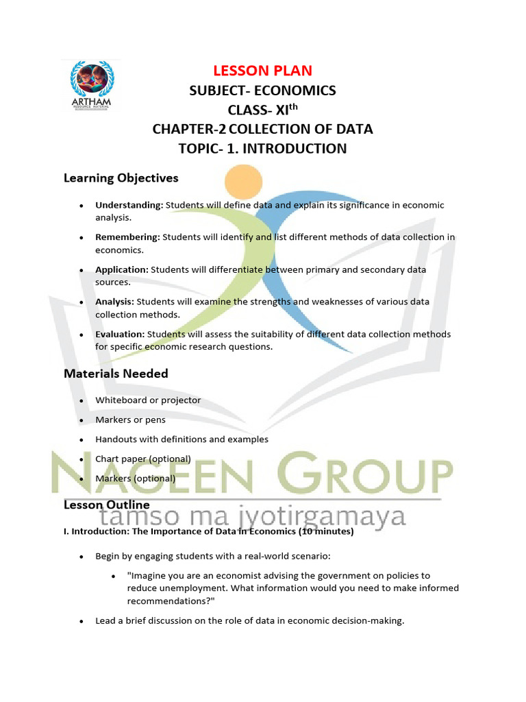 Class-11 Eco Sta Lesson Plan Ch-2 Collection of | PDF | Survey Methodology | Data