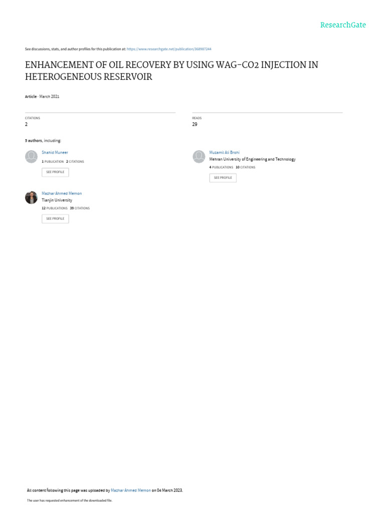 WAG-CO2 Injection for Enhanced Oil Recovery | PDF | Enhanced Oil Recovery | Extraction Of Petroleum