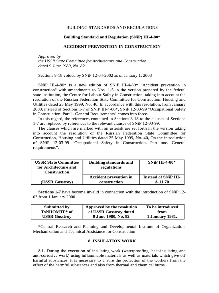 SNiP III-4-80 Accident-Prevention-Construction | PDF | Electrical ...