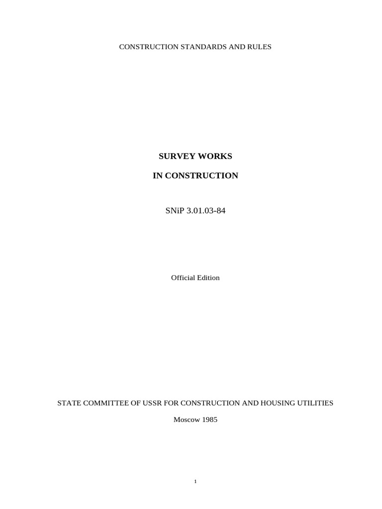 SNiP 3-01-03-84 Survey-Works-Construction | PDF | Surveying | Geodesy