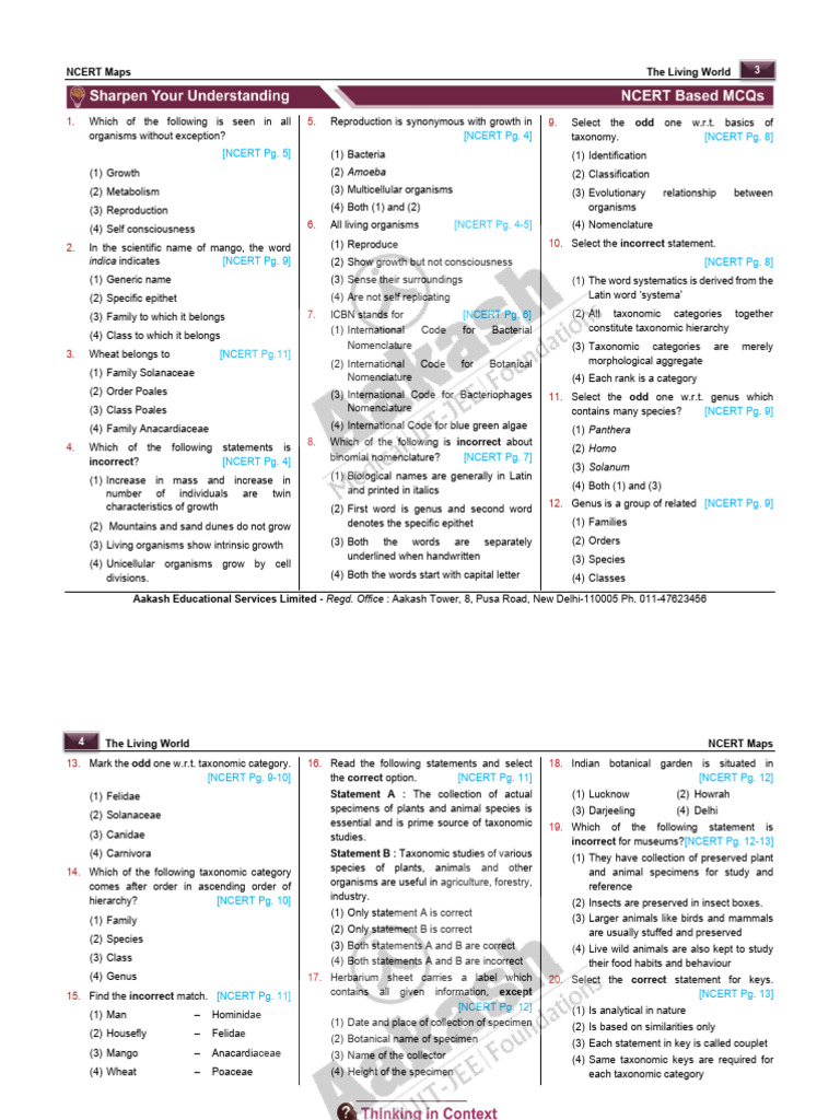Que Only Aakash Botany NCERT Maps | PDF | Cell (Biology) | Bacteria