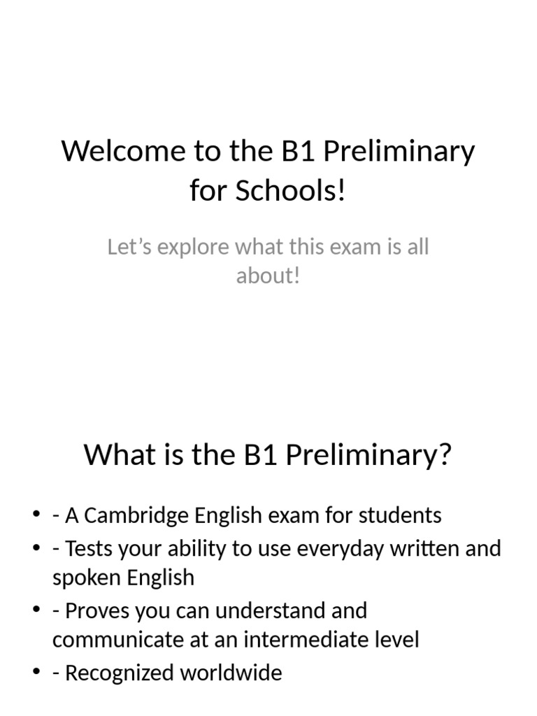 B1 Preliminary Exam Overview | PDF