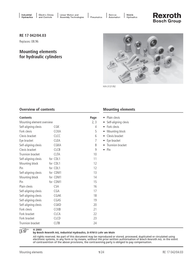 Hydraulic Cylinder Mounting Elements | PDF | Screw | Metalworking