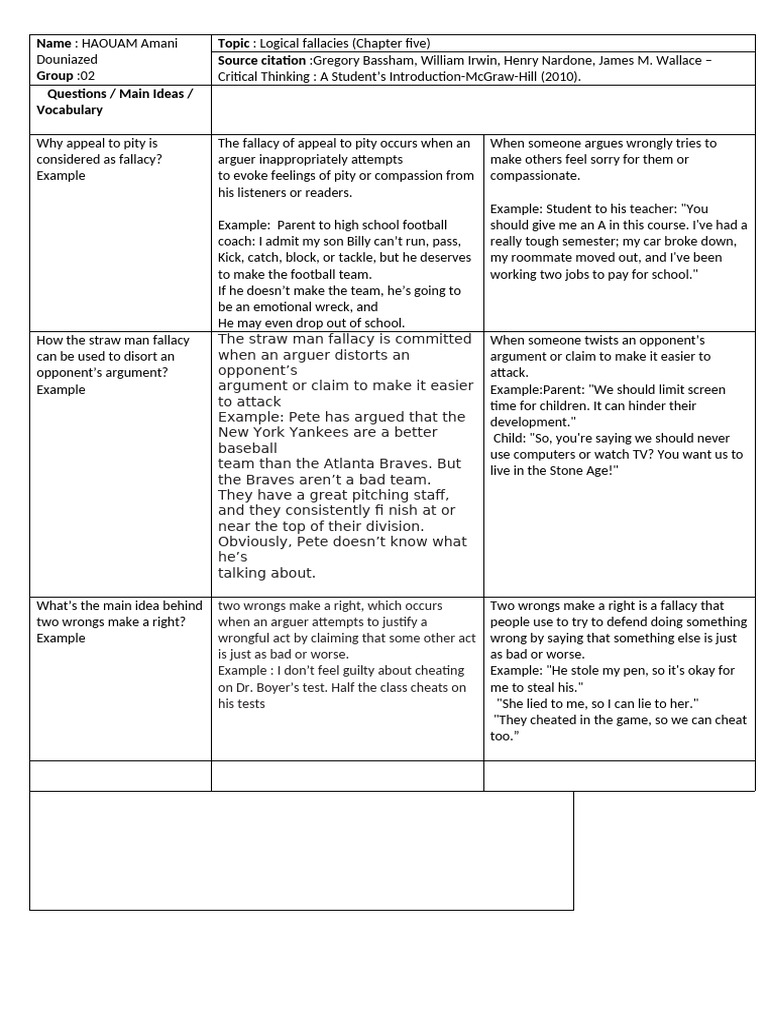 Logical Fallacies Chapter Five Pdf Fallacy 1716