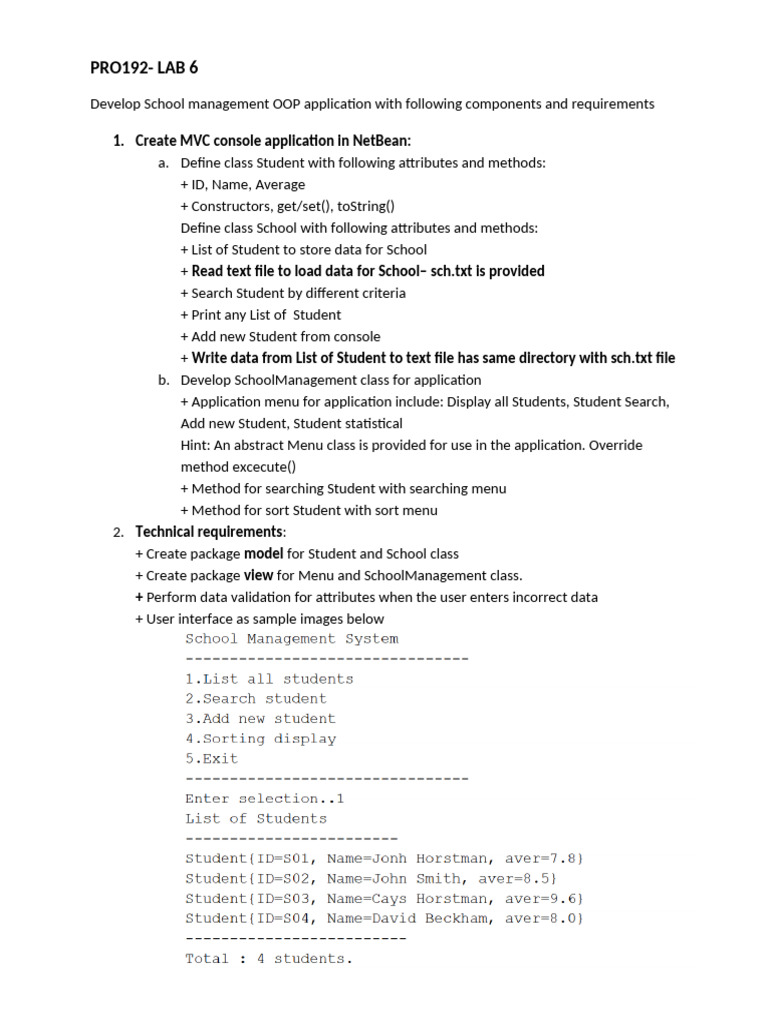 Lab6 StudentManagementSystem | PDF