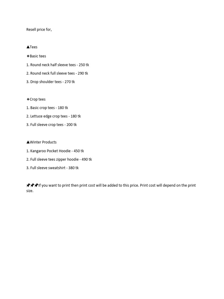 Resell Price For MerchTile | PDF