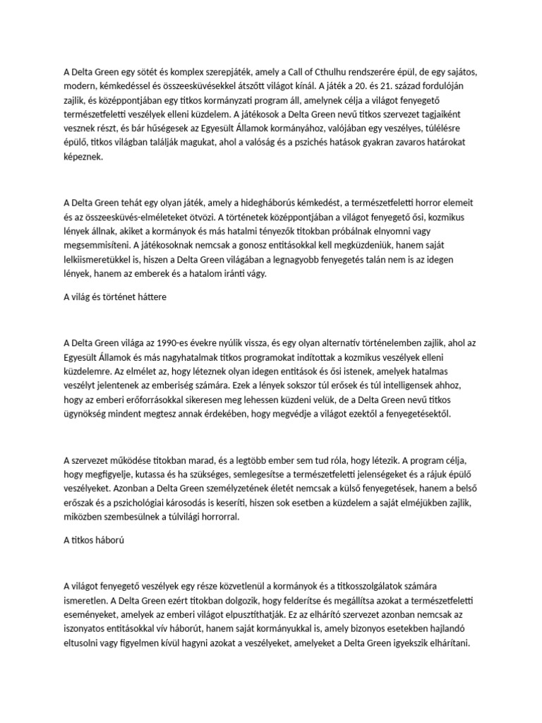 Delta Green - RPG Ismertető | PDF