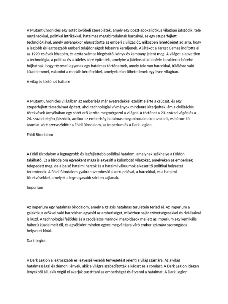 Mutant Chronicles - RPG Ismertető | PDF
