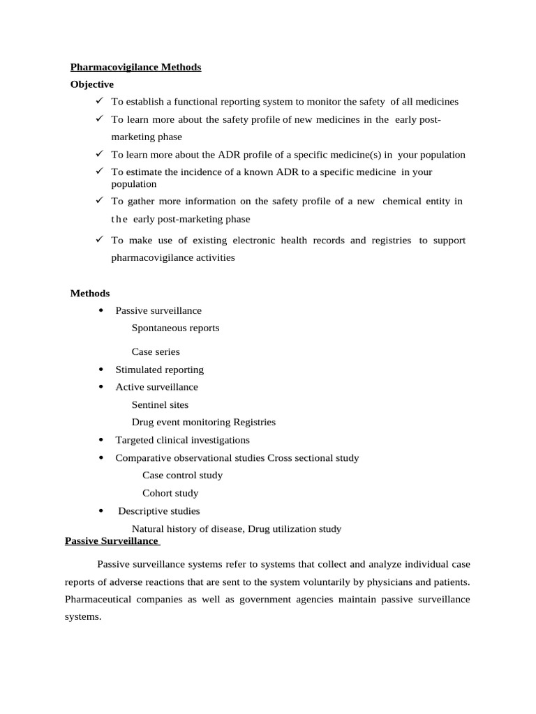 Pharmacovigilance Methods | PDF | Pharmacovigilance | Cohort Study