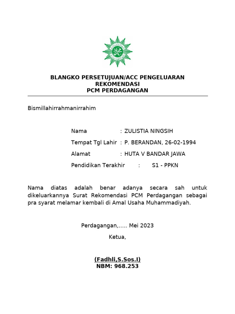 Blangko Persetujuan | PDF