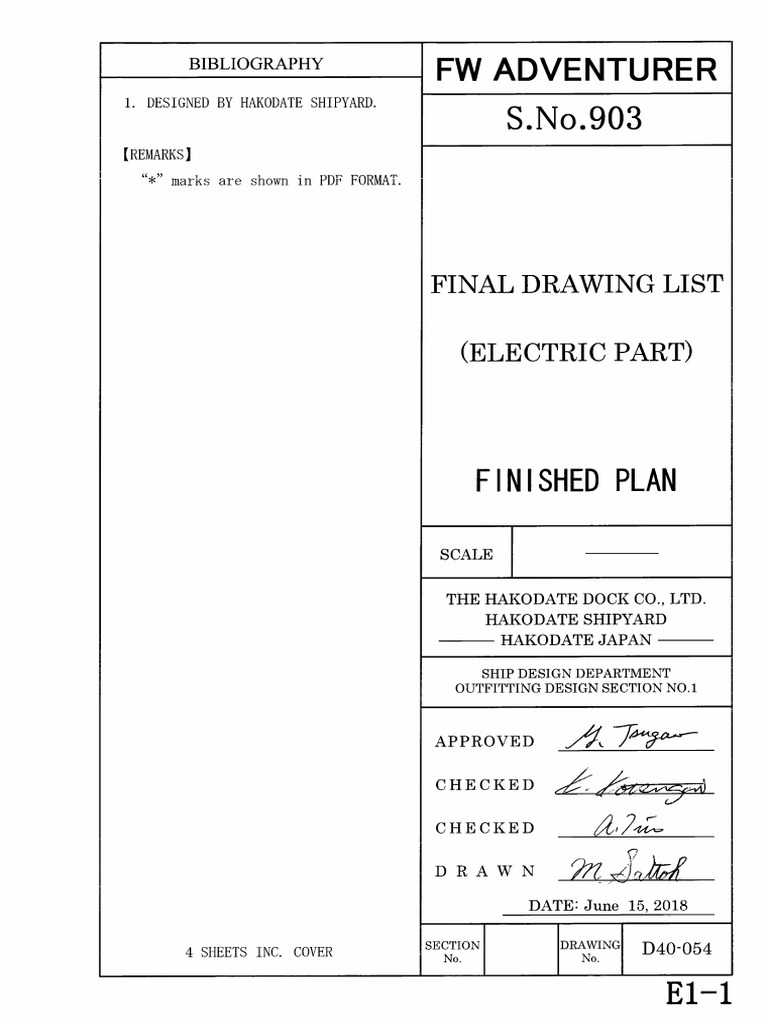 E1-1 Final Drawing List (Electric Part) | PDF | Electrical Engineering | Equipment