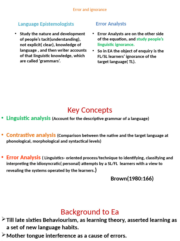 Error Analysis Process | PDF | Second Language | Linguistics