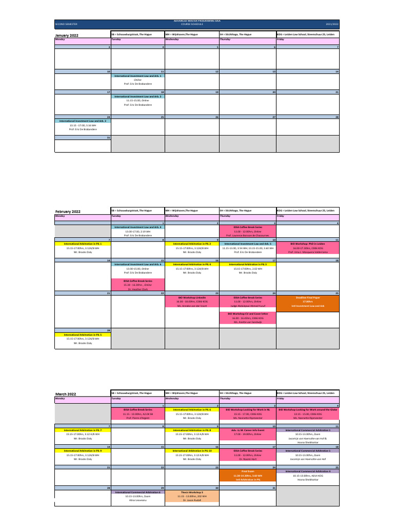 IDSA Course Schedule 2021/2022 | PDF