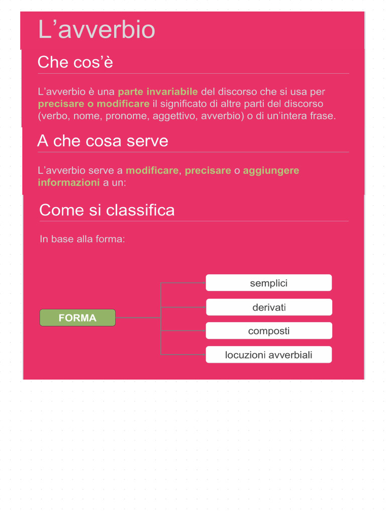 Avverbio Riassunto | PDF