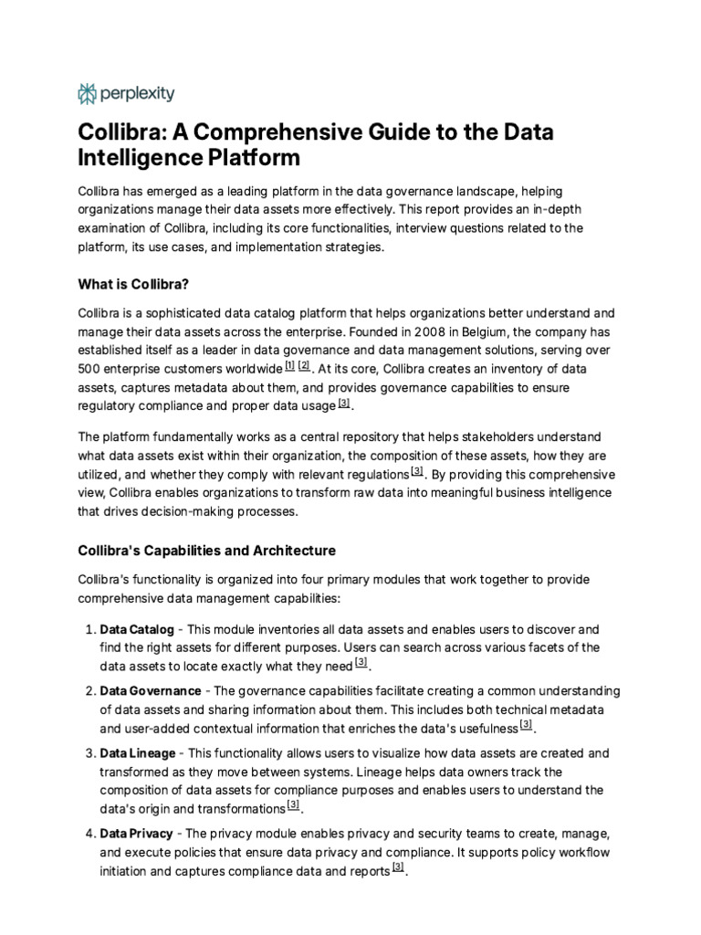 Collibra_ A Comprehensive Guide to the Data Intell | PDF | Metadata ...