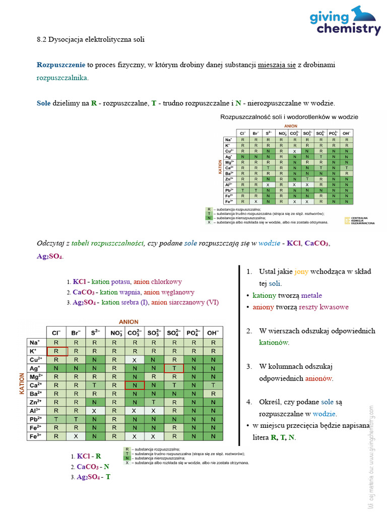 8.2 Dysocjacja Elektrolityczna Soli | PDF