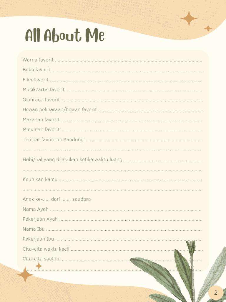 Worksheet Mengenal Diri Sendiri | PDF