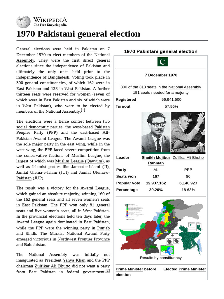1970 Pakistani General Election | PDF | Politics Of Pakistan | Pakistan