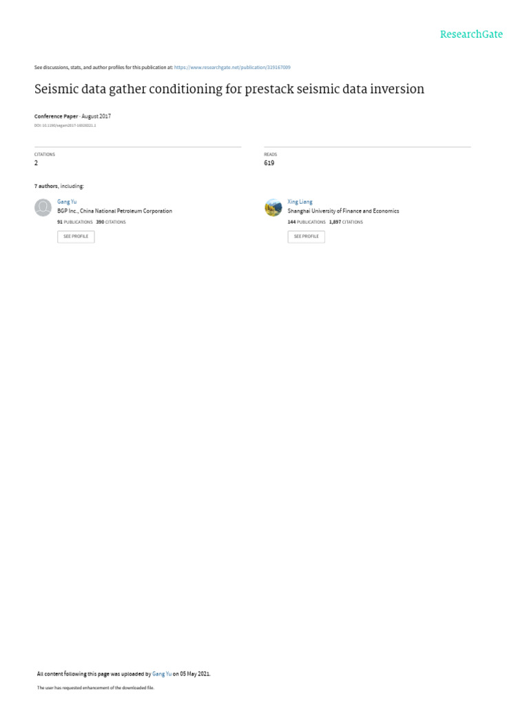 Seismic Data Gather Conditioning For Prestack Seismic Data Inversion - SEG | PDF | Reflection ...