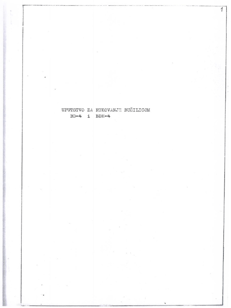 Uputstvo Za Rukovanje Bušilicom Dalmastroj BD-4 I BDK-4 | PDF