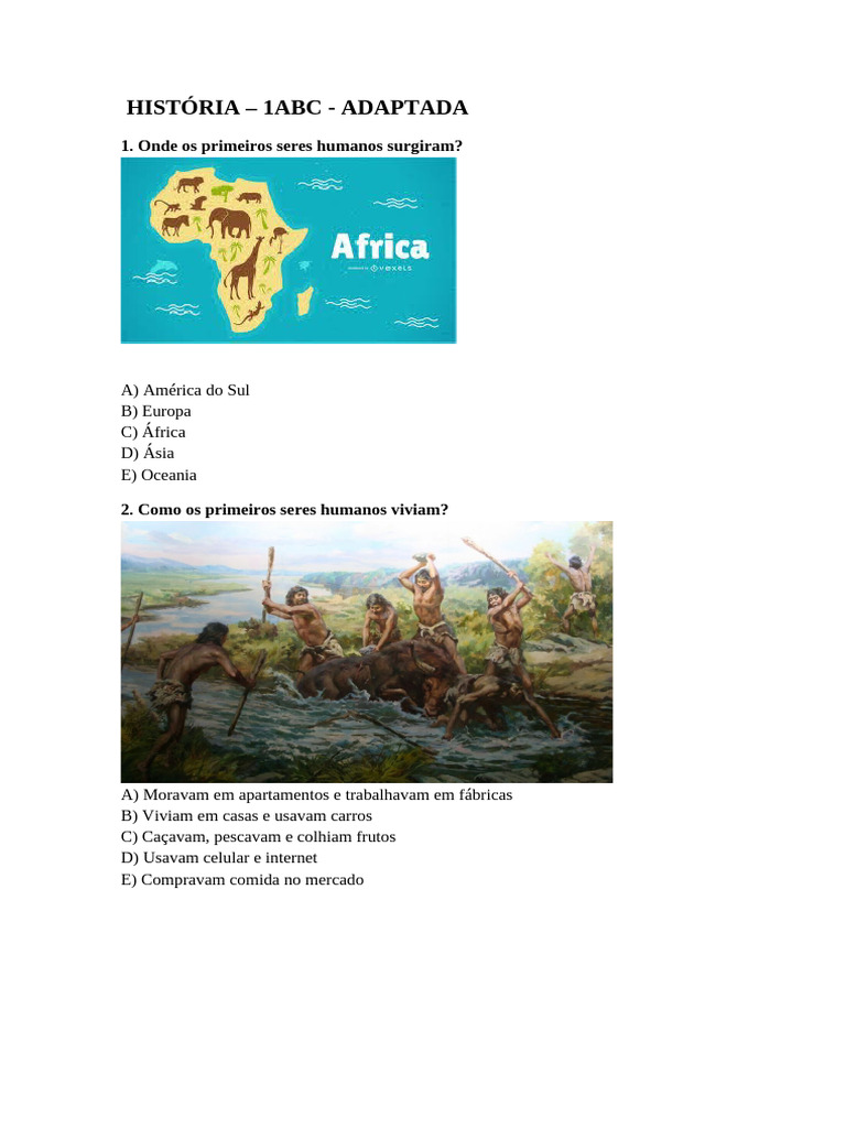 HISTÓRIA - Bimestral 1ABC - Adaptada | PDF