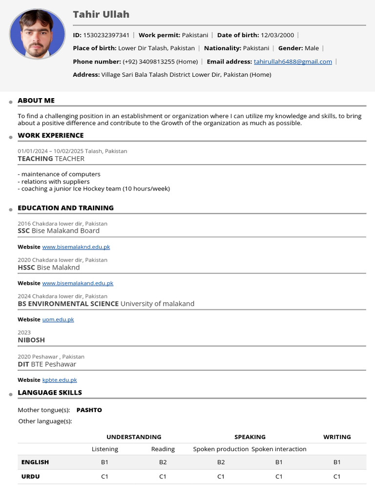 Tahir CV | PDF