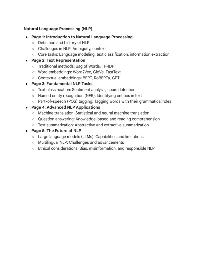 Natural Language Processing (NLP) Page 1: Introduction To Natural Language Processing | PDF