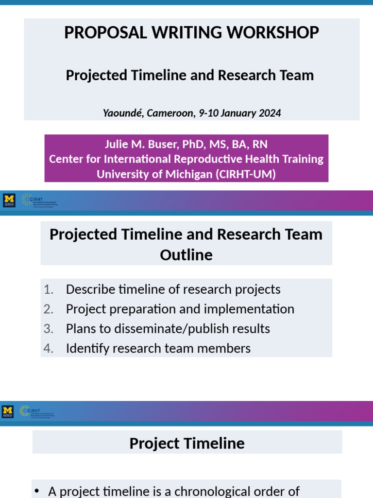 5 Proposal Writing Projected Timeline and Research Team Cameroon | PDF ...
