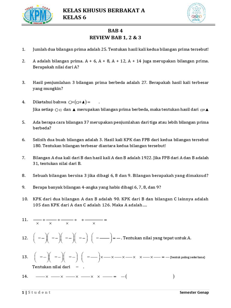 Materi 1-Berbakat A06-MTK-Review 1 | PDF