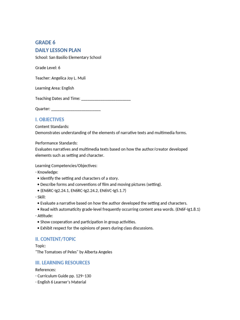 Revised DLP Tomatoes of Peles | PDF