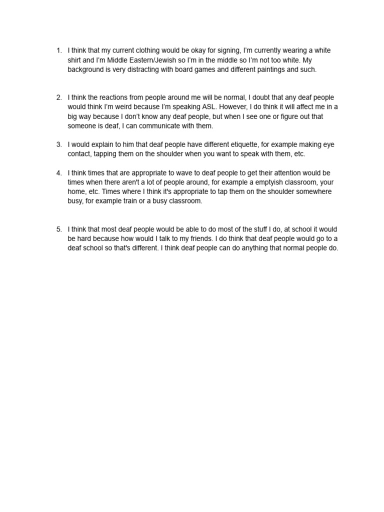 Asl Critcial Thinking Questions | PDF