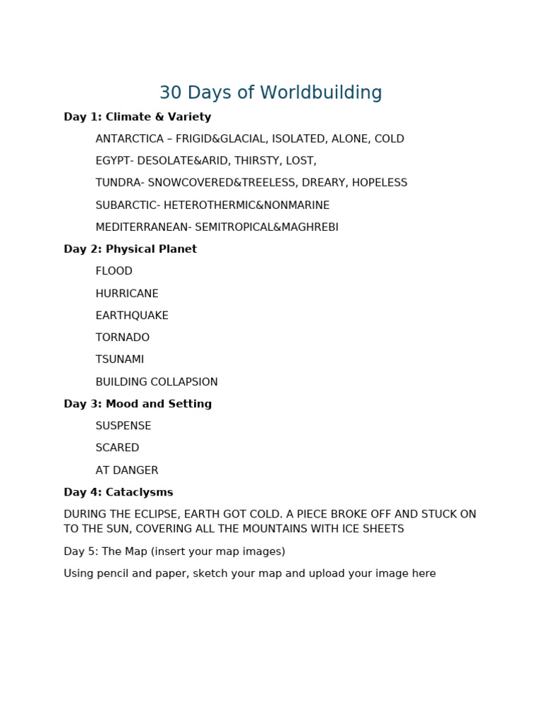 30 Days of Worldbuilding | PDF
