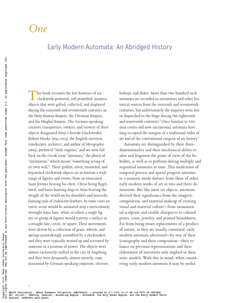 Keating - Jessica - Early Modern Automata - An Abridged History | PDF ...