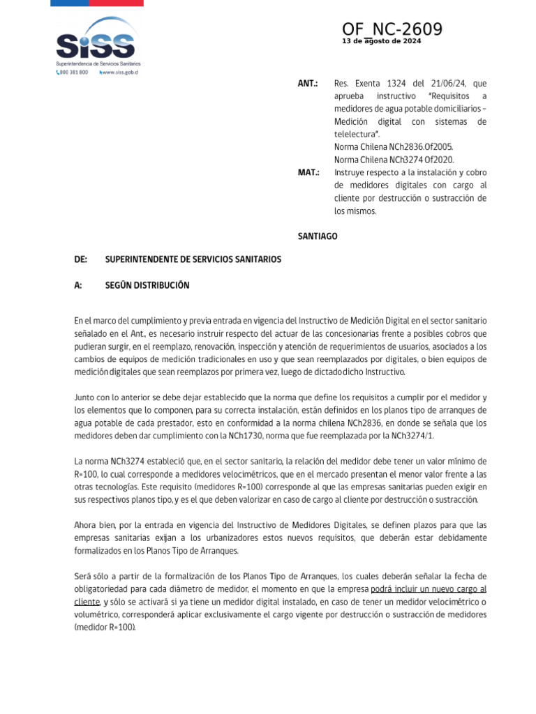 Oficio SISS Central N°2609 130824 Instruye respe_240814_173946 | PDF
