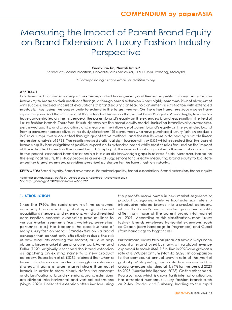 Parent Brand Equity in Luxury Fashion | PDF | Brand | Business