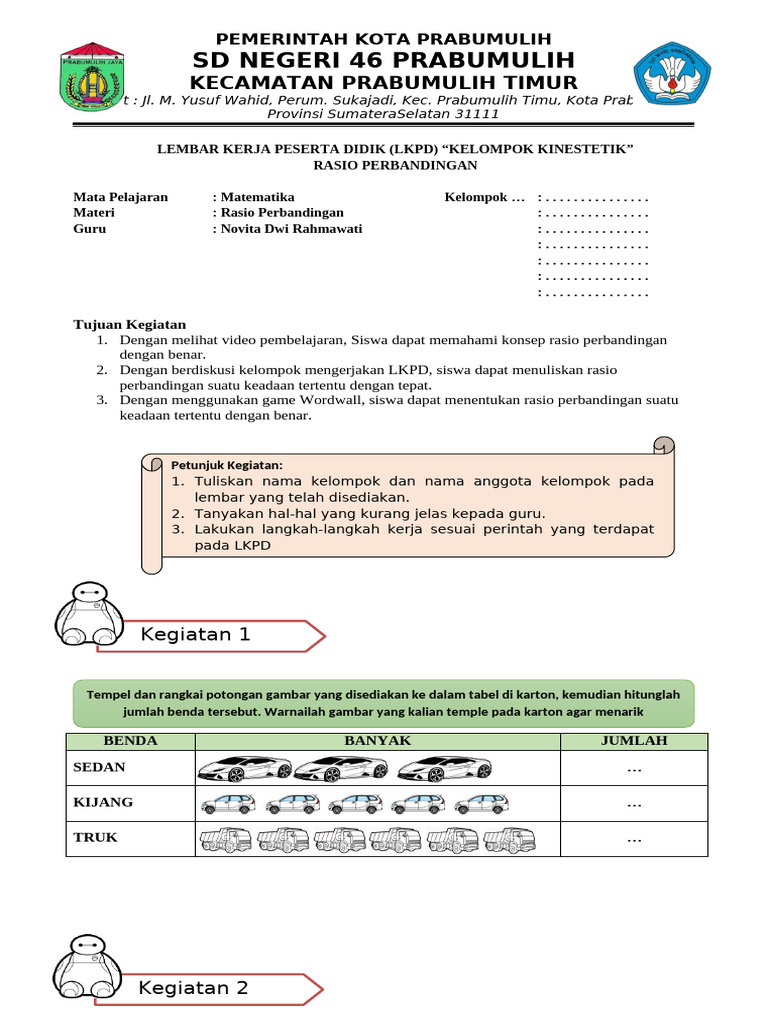 LKPD SD Kelas 6 (Matematika) 2 | PDF